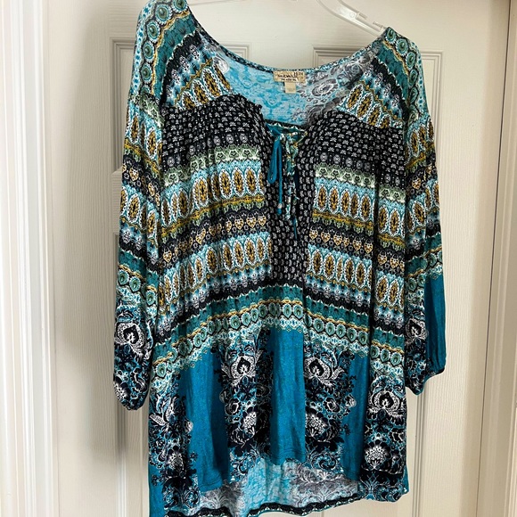 ONE WORLD | Tops | One World Live Let Live Boho Tunic Top 34 Sleeve 2x ...